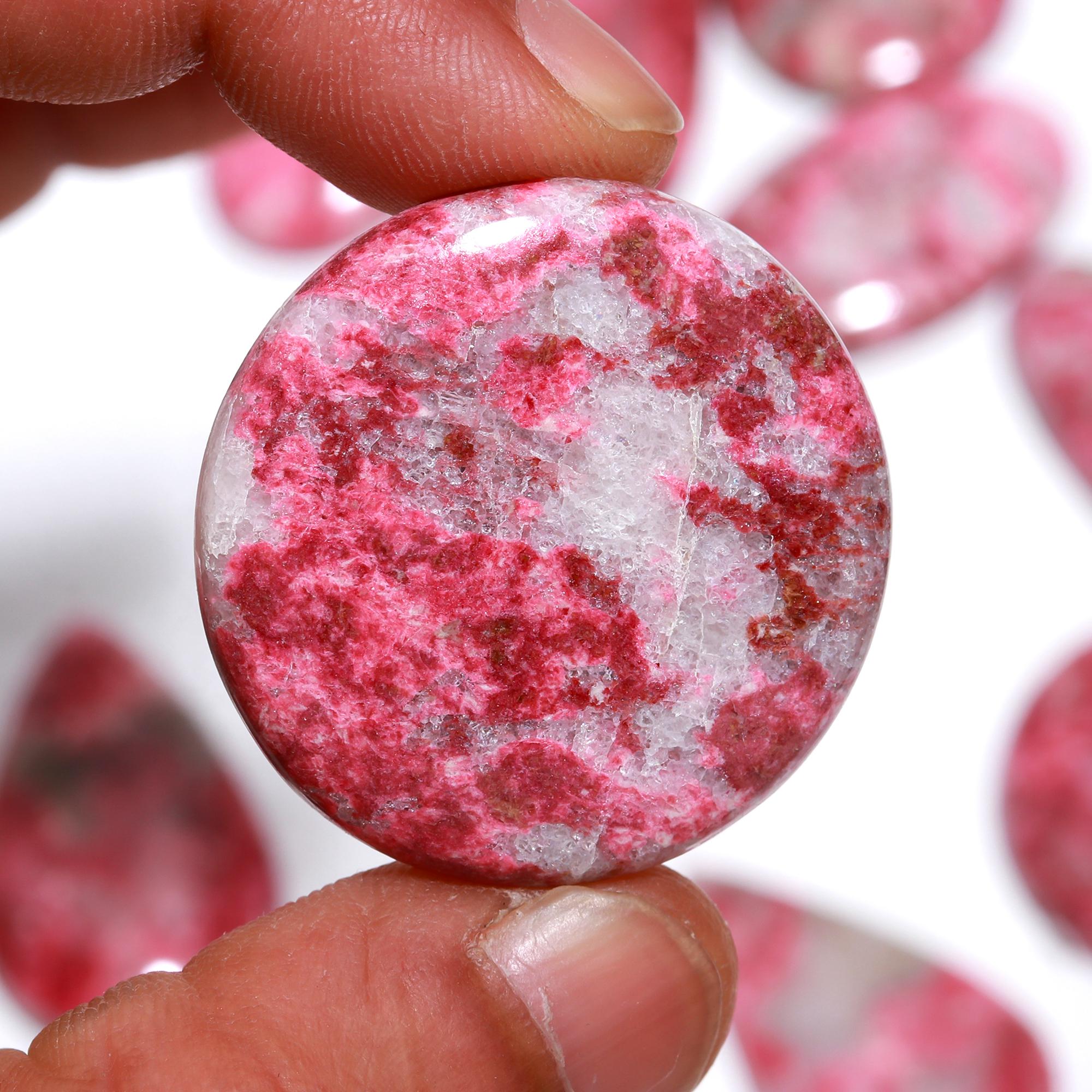 Natural Thulite Tumbled Stones – Pink & White Banded Crystals from ...